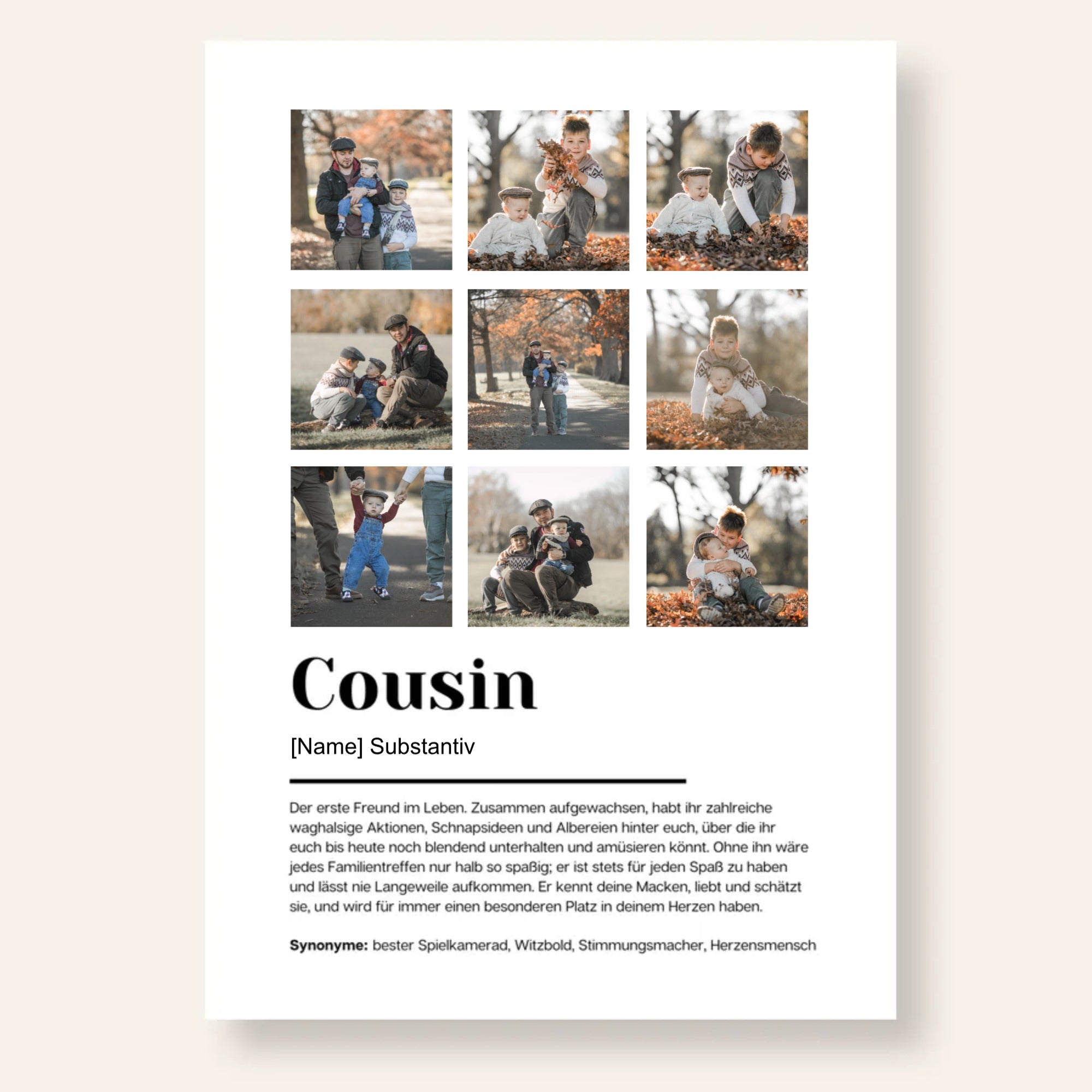 Poster Fotocollage Definition COUSIN personalisiert – KLEIBT.de