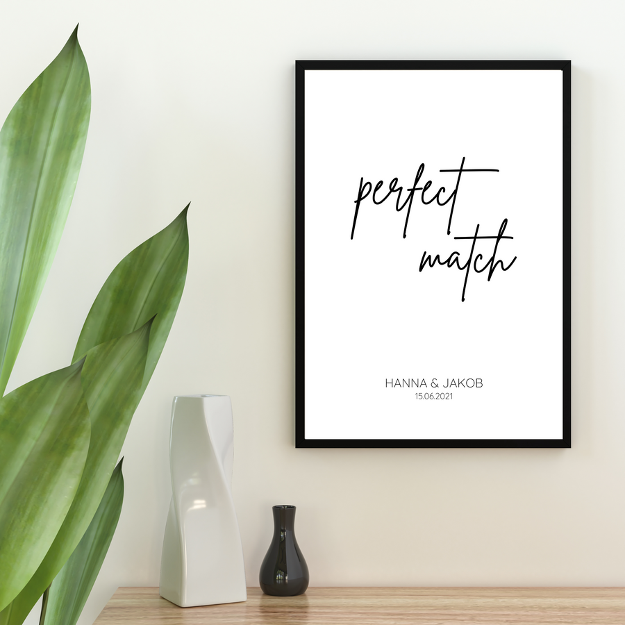 Perfect Match Poster personalisiert mit Namen & Datum | kleibt – KLEIBT.de